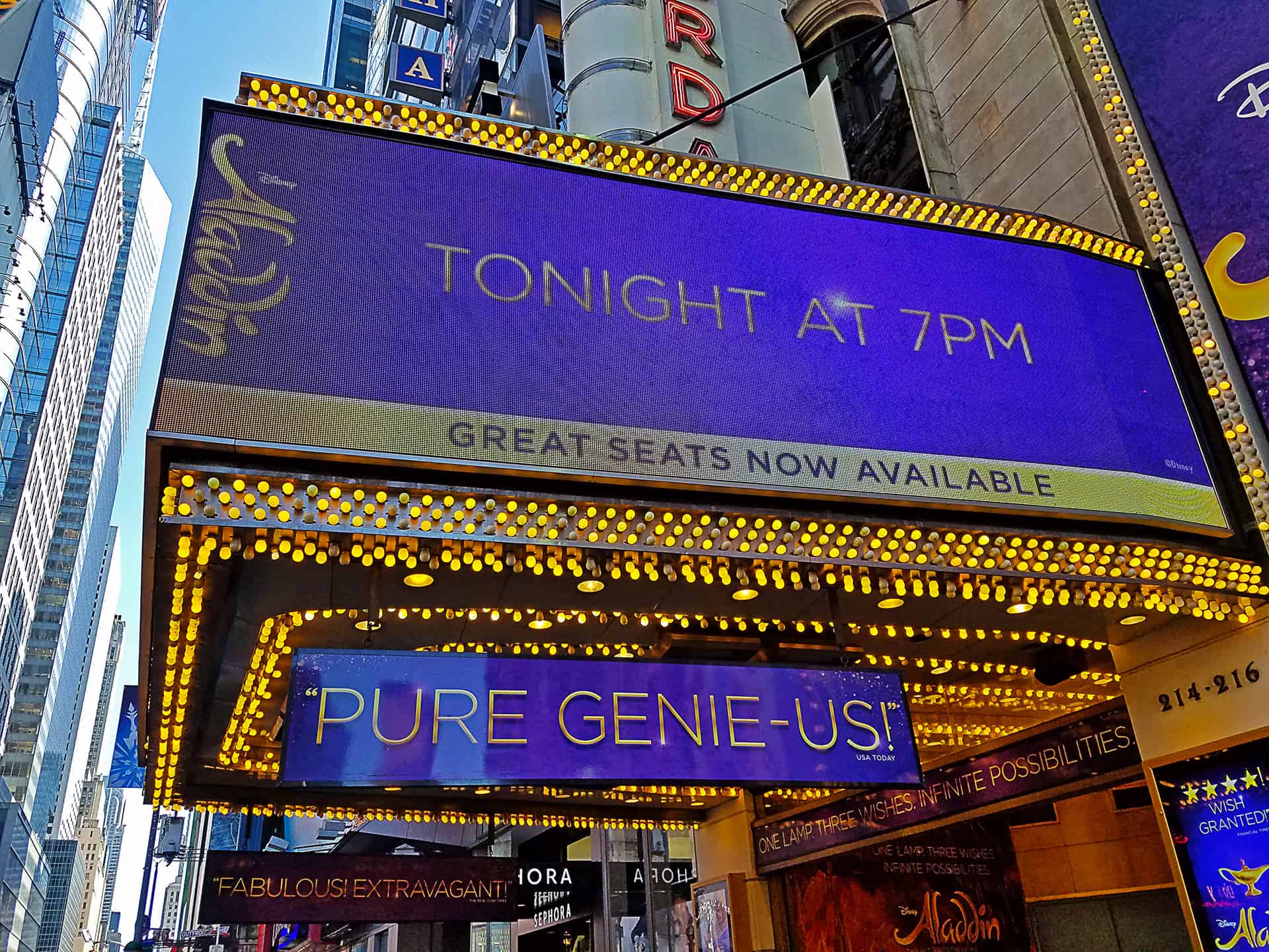 Tickets for Aladdin, the Broadway musical in New York